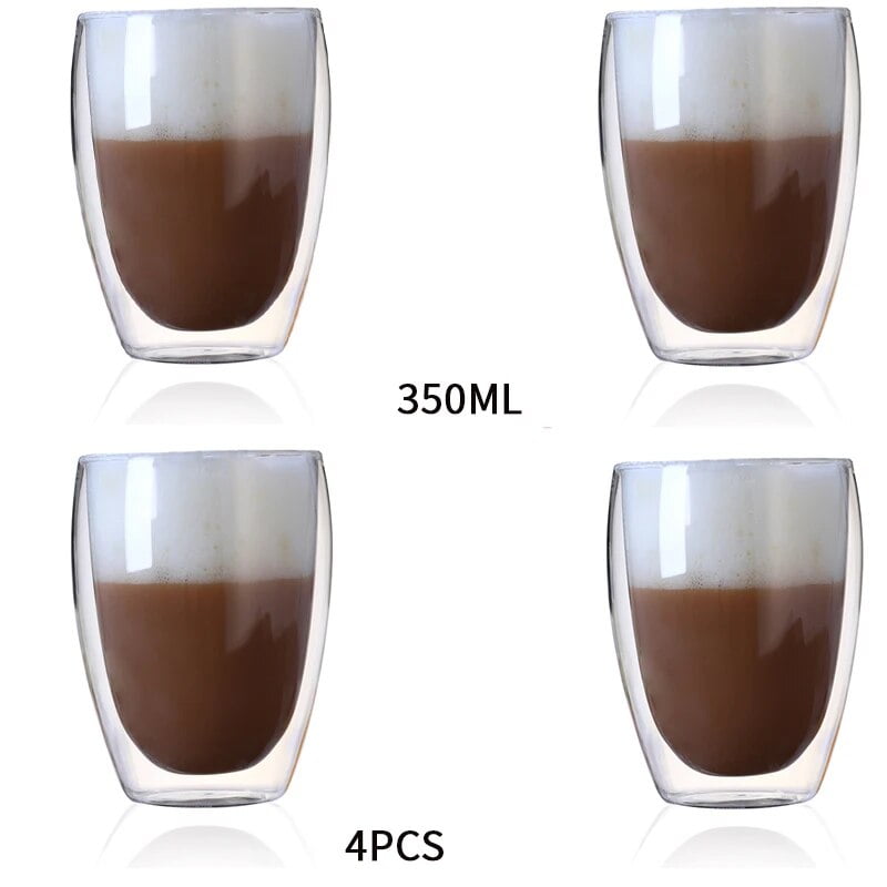 Heat-Resistant Double Wall Glass Cup Milk Whiskey Tea Beer Transparent Beer Espresso Coffee Cup ...