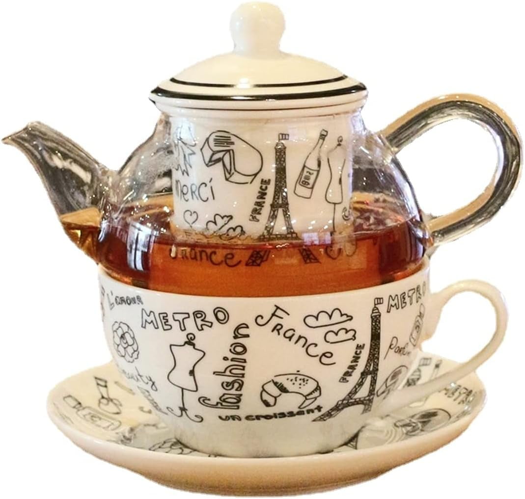 Heat Resistant Glass Ceramic Bone China Tea Pot with Filter Paris ...