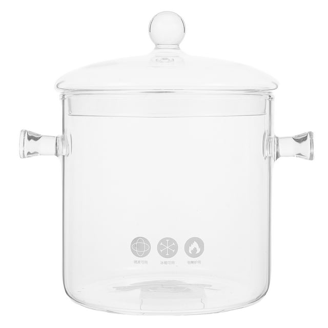 Heat Resistant Glass Cooking Pot 2.5L Clear Simmer Pot for Stovetop ...