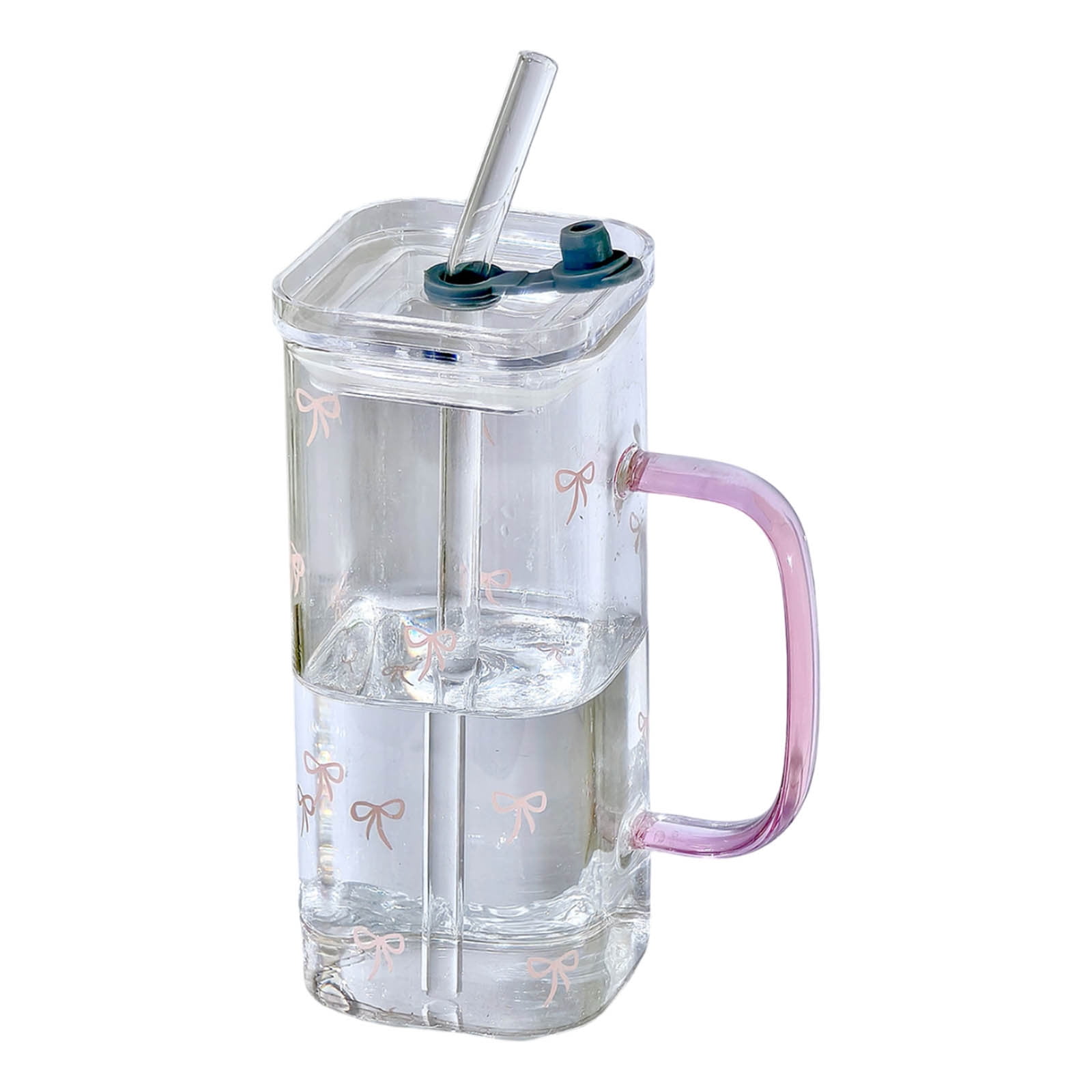 Heat Resistant Glass Cup with Straw - 400ML, for Cold Drinks, Juice ...