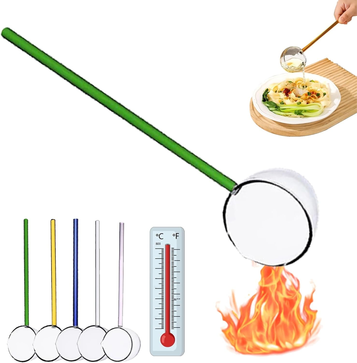 Heat Resistant Glass Ladle, High Borosilicate Multi-purpose Long Spoon ...