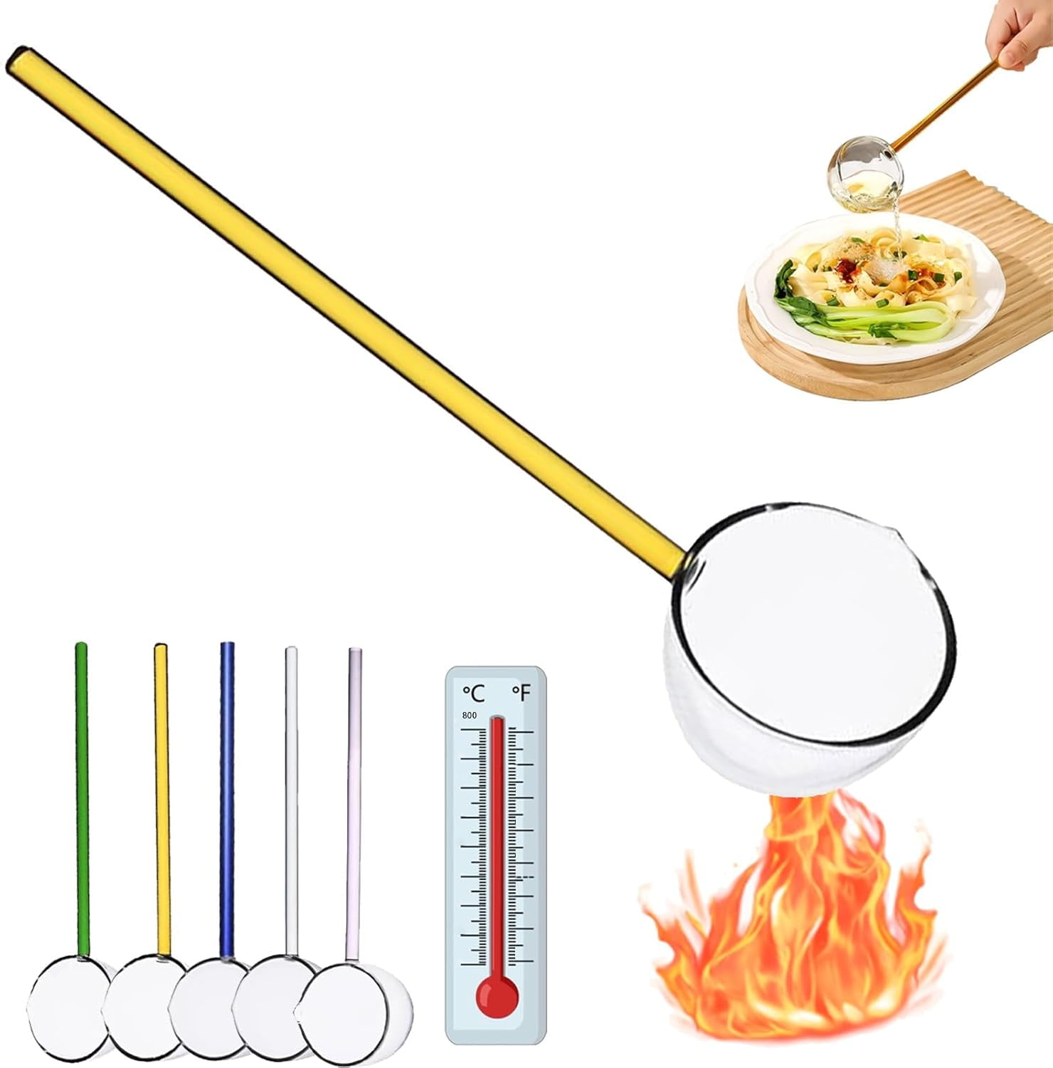 Heat Resistant Glass Ladle, High Borosilicate Multi-purpose Long Spoon ...