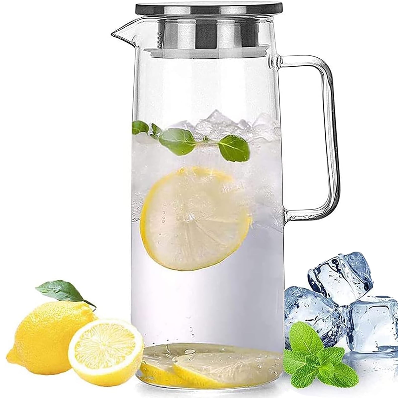 Shenguan Glass Pitcher with Lid, Handle, and Spout - 1000ml ...