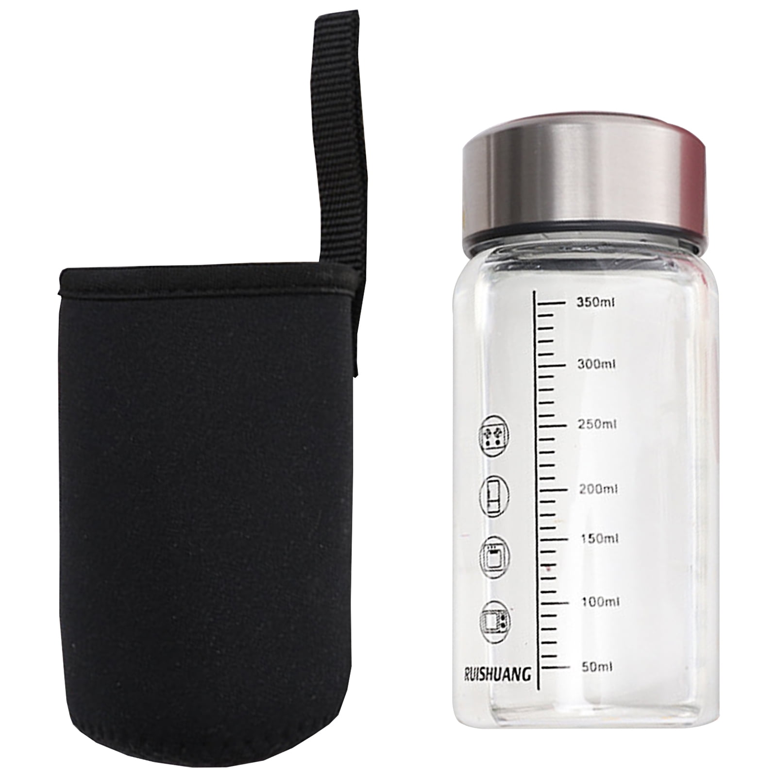 Heat Resistant Glass Water Bottle 350ml With Measurement Marking ...