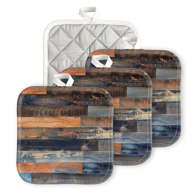 Heat Resistant Hot Pads 4 Pack Wall Made Of Reclaimed Wood With ...
