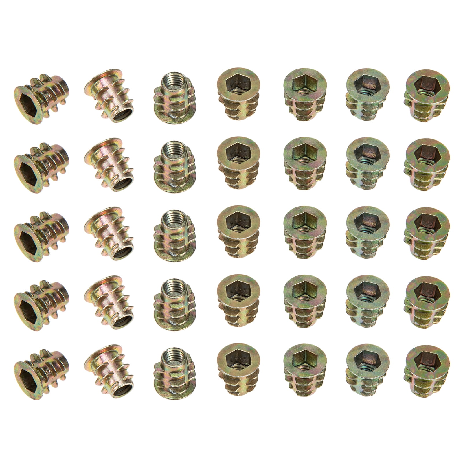 KALLORY Screw In Nuts Threaded Insert Nuts For Hardwood Furniture Zinc ...