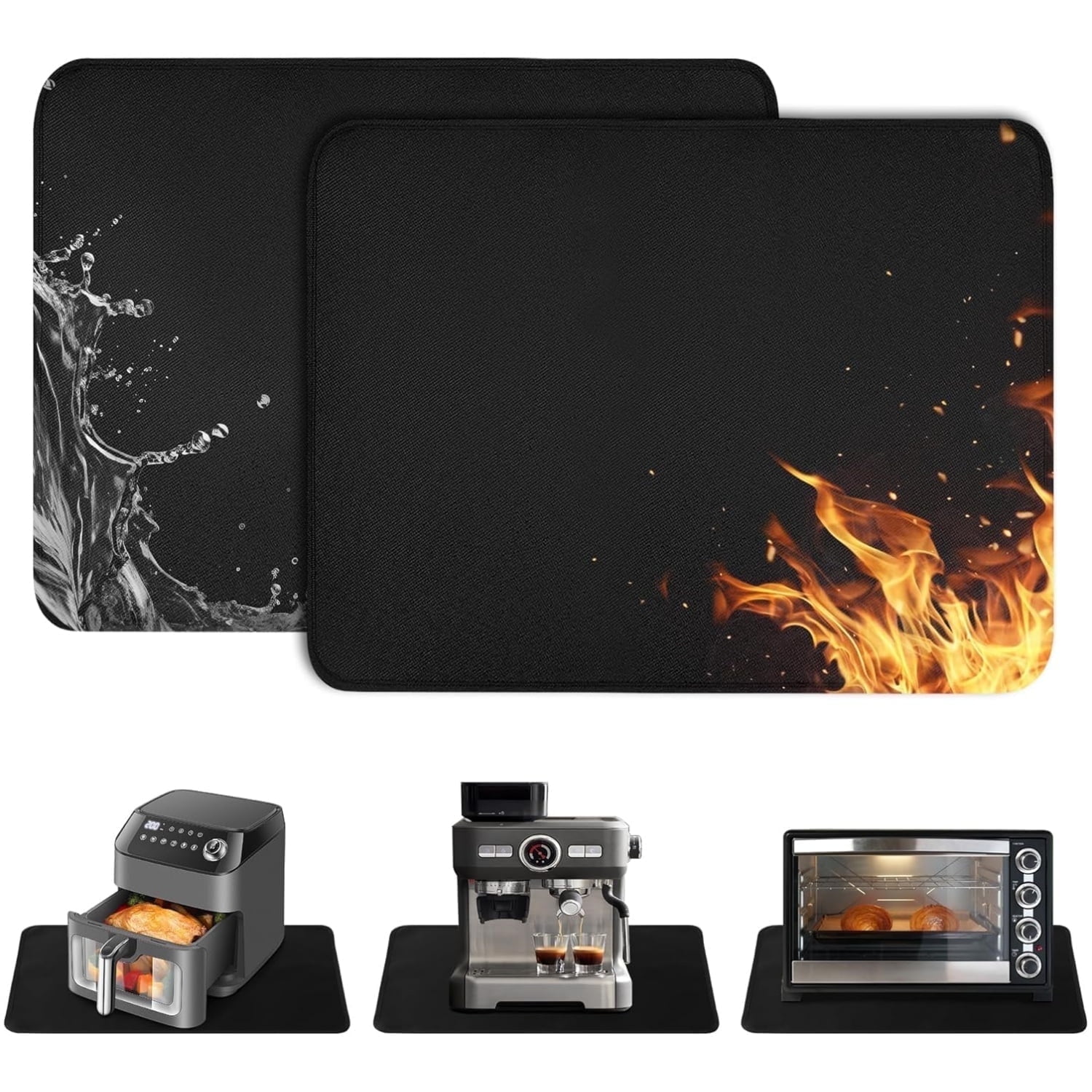 Heat Resistant Mat for Air Fryer Site, 2 Pcs Fireproof Mat for Countertop, Non-slip and ...