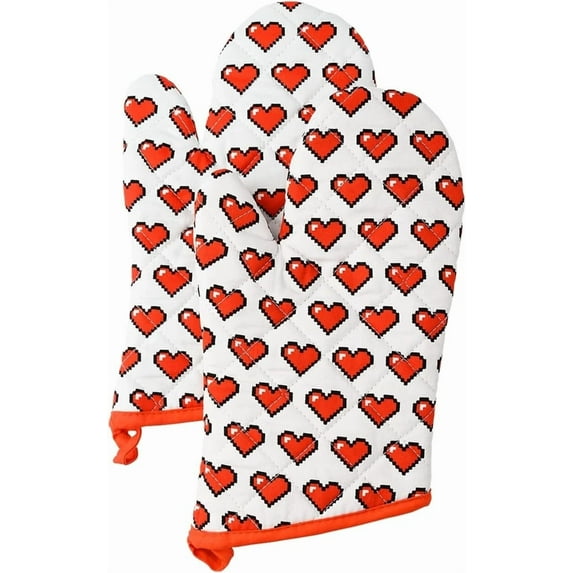 Heat Resistant Oven Mitts - Quilted Kitchen Gloves - Red Heart Design ...