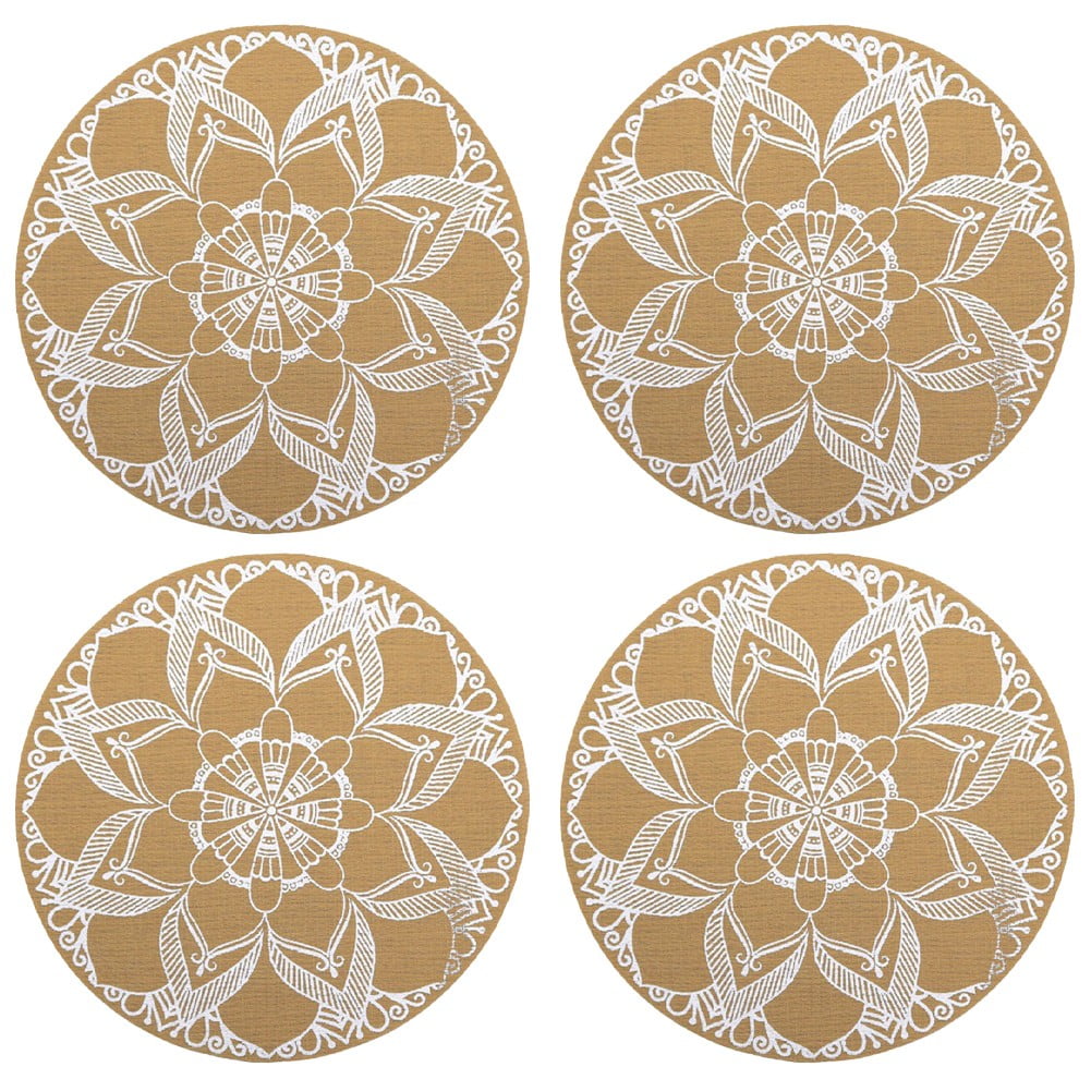 Heat-Resistant PVC Placemats Set of 4, Elegant Circular Design Table ...