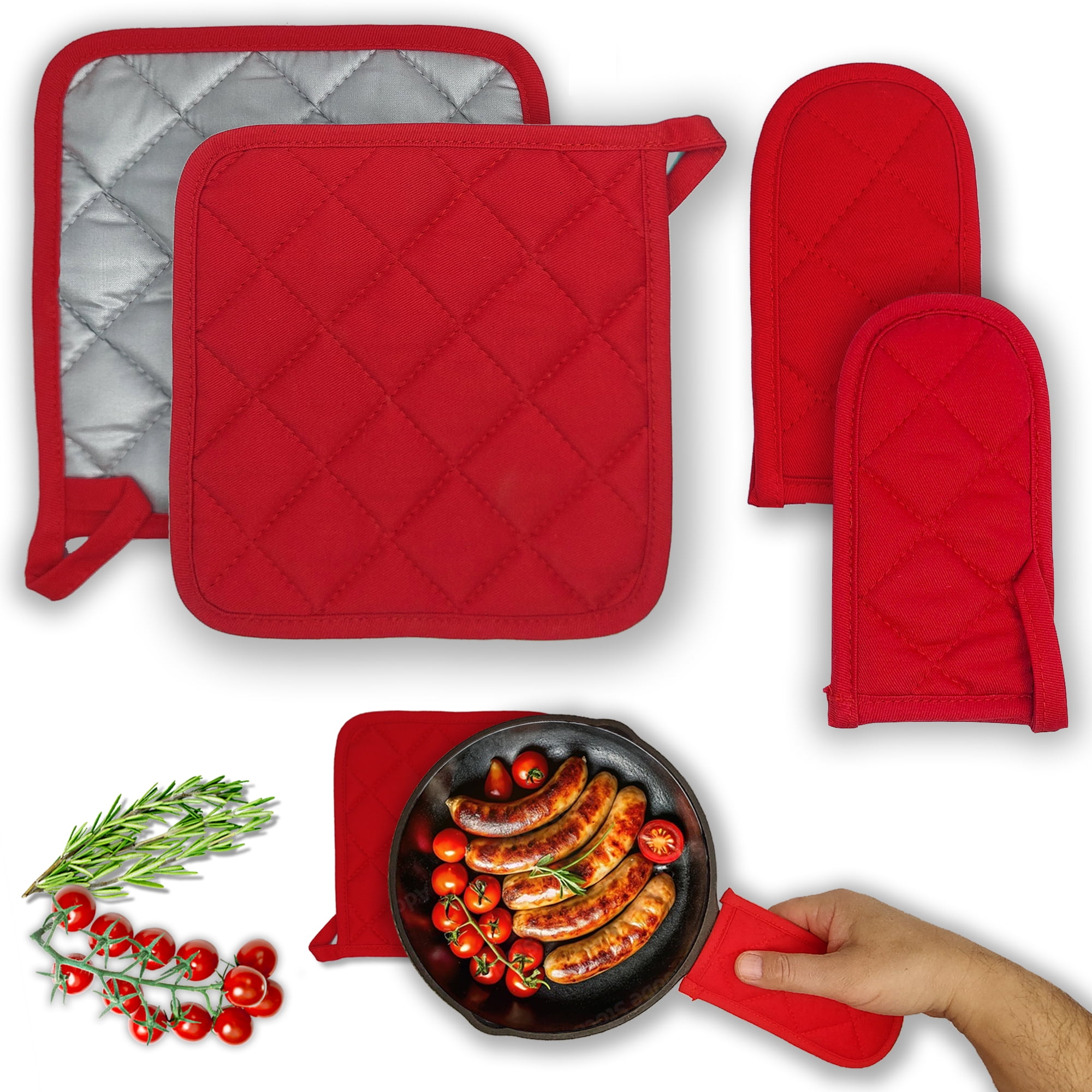 Heat Resistant Pan Handle Sleeve 2pcs and Potholders for Kitchens 2 ...
