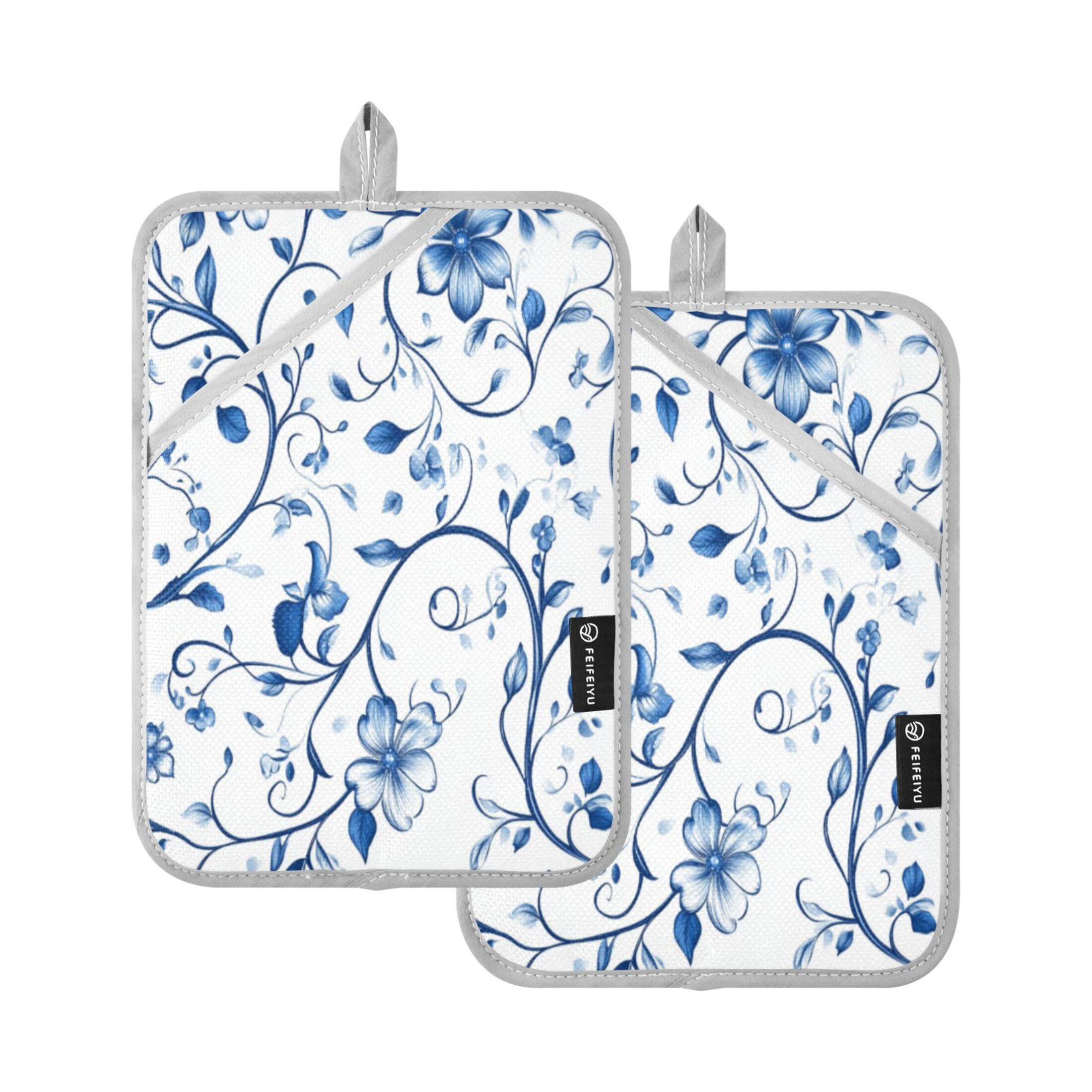 【Heat-Resistant】Quilted Cotton Potholders Set of 2 - Stylish Kitchen ...