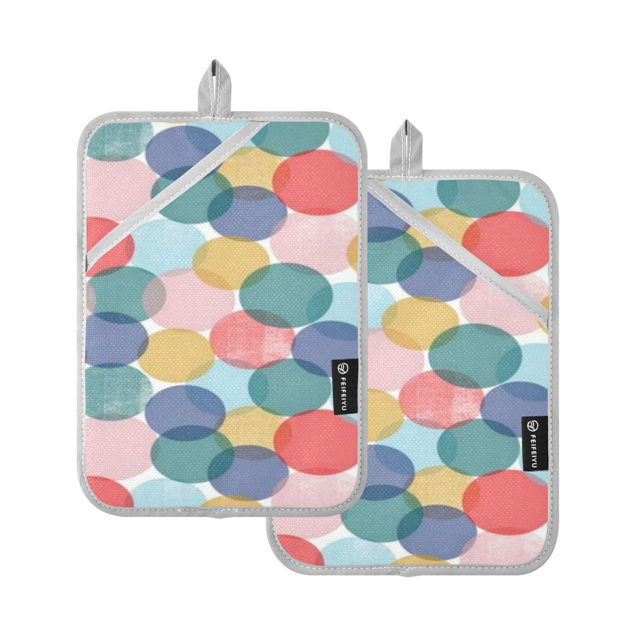 【Heat-Resistant】Quilted Cotton Potholders Set of 2 - Stylish Kitchen ...