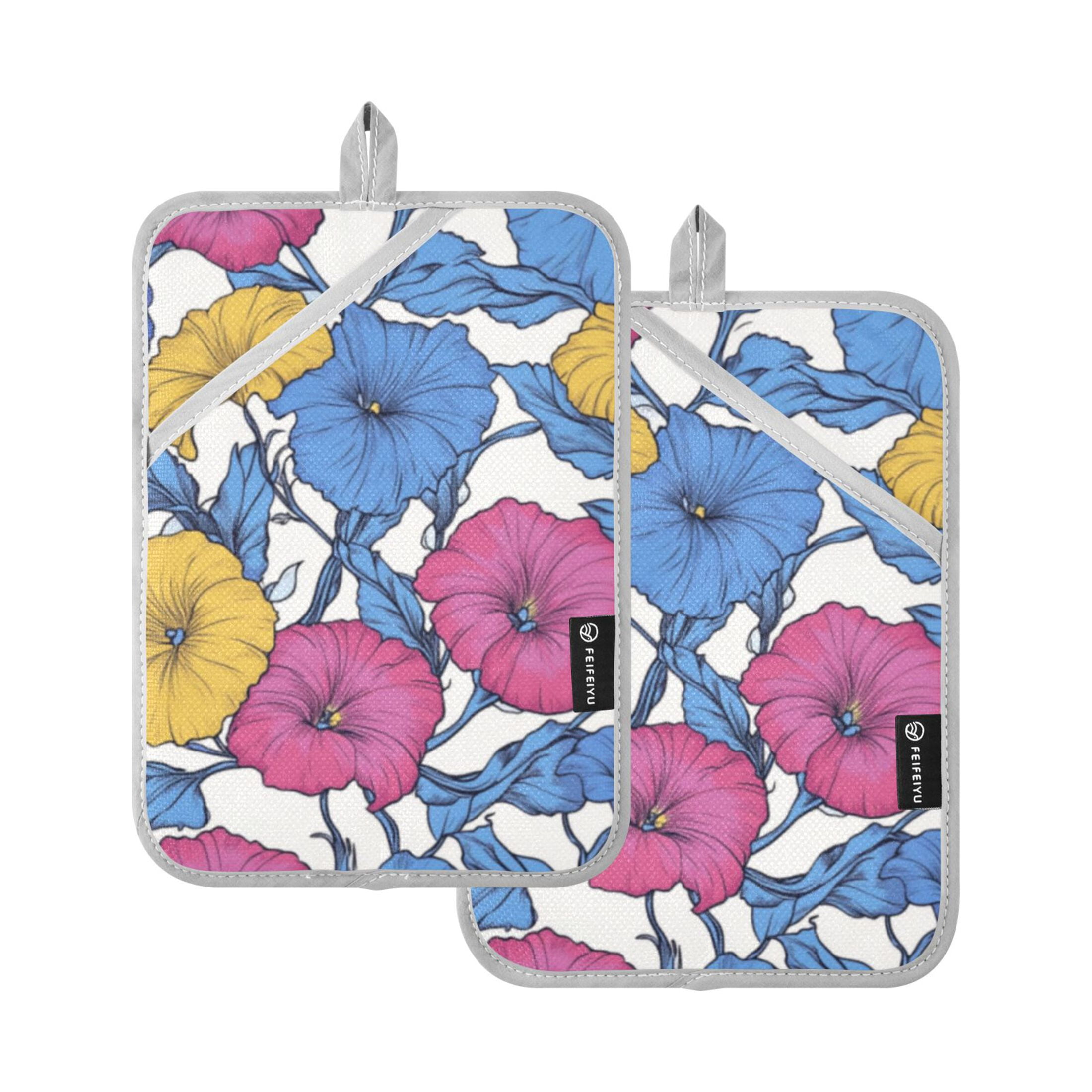 【Heat-Resistant】Quilted Cotton Potholders Set of 2 - Stylish Kitchen ...