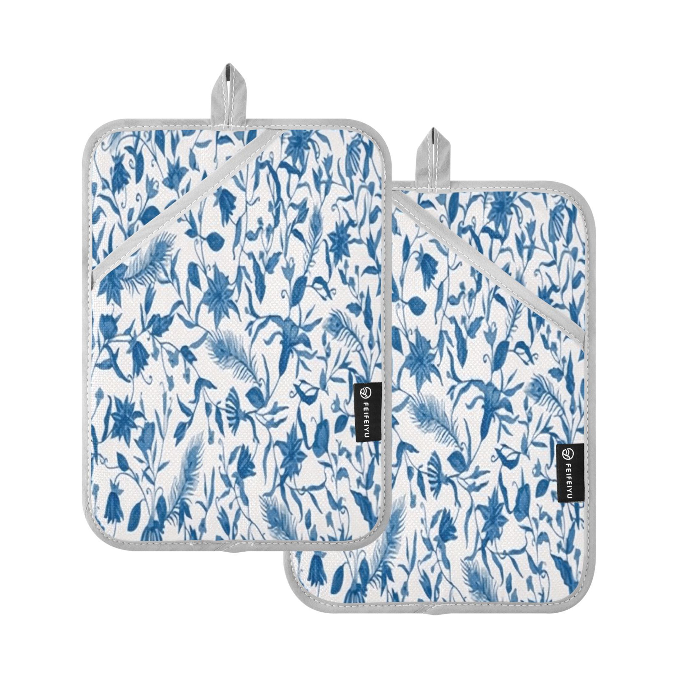 【Heat-Resistant】Quilted Cotton Potholders Set of 2 - Stylish Kitchen ...