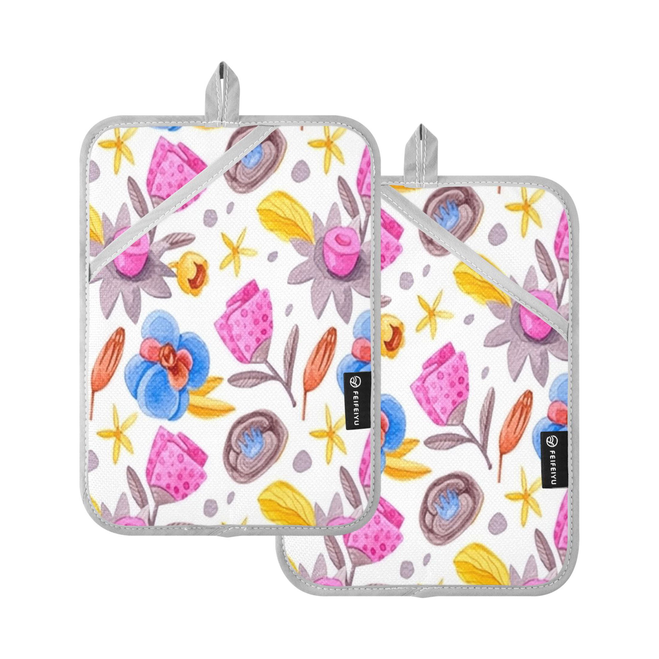 【Heat-Resistant】Quilted Cotton Potholders Set of 2 - Stylish Kitchen ...