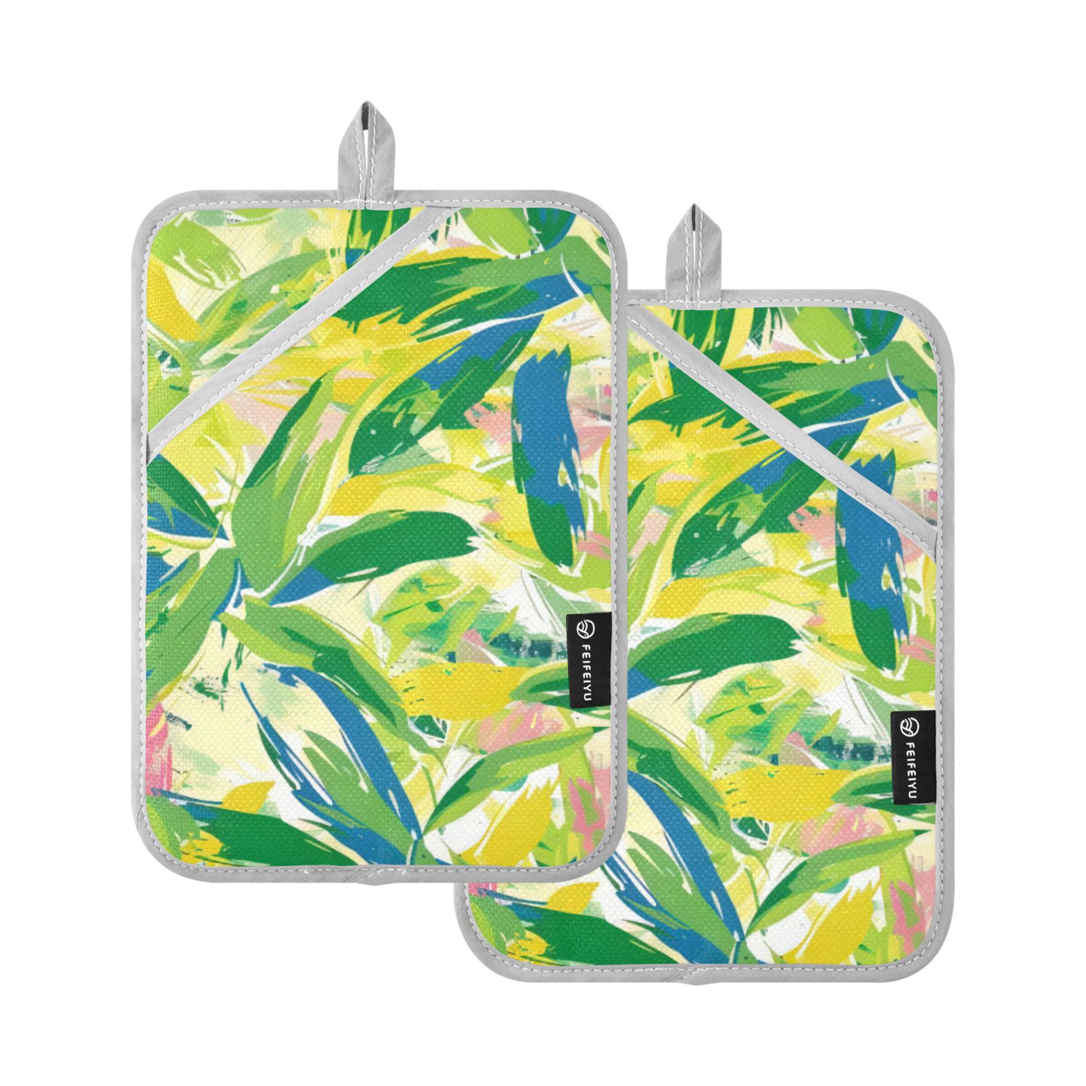 【Heat-Resistant】Quilted Cotton Potholders Set of 2 - Stylish Kitchen ...