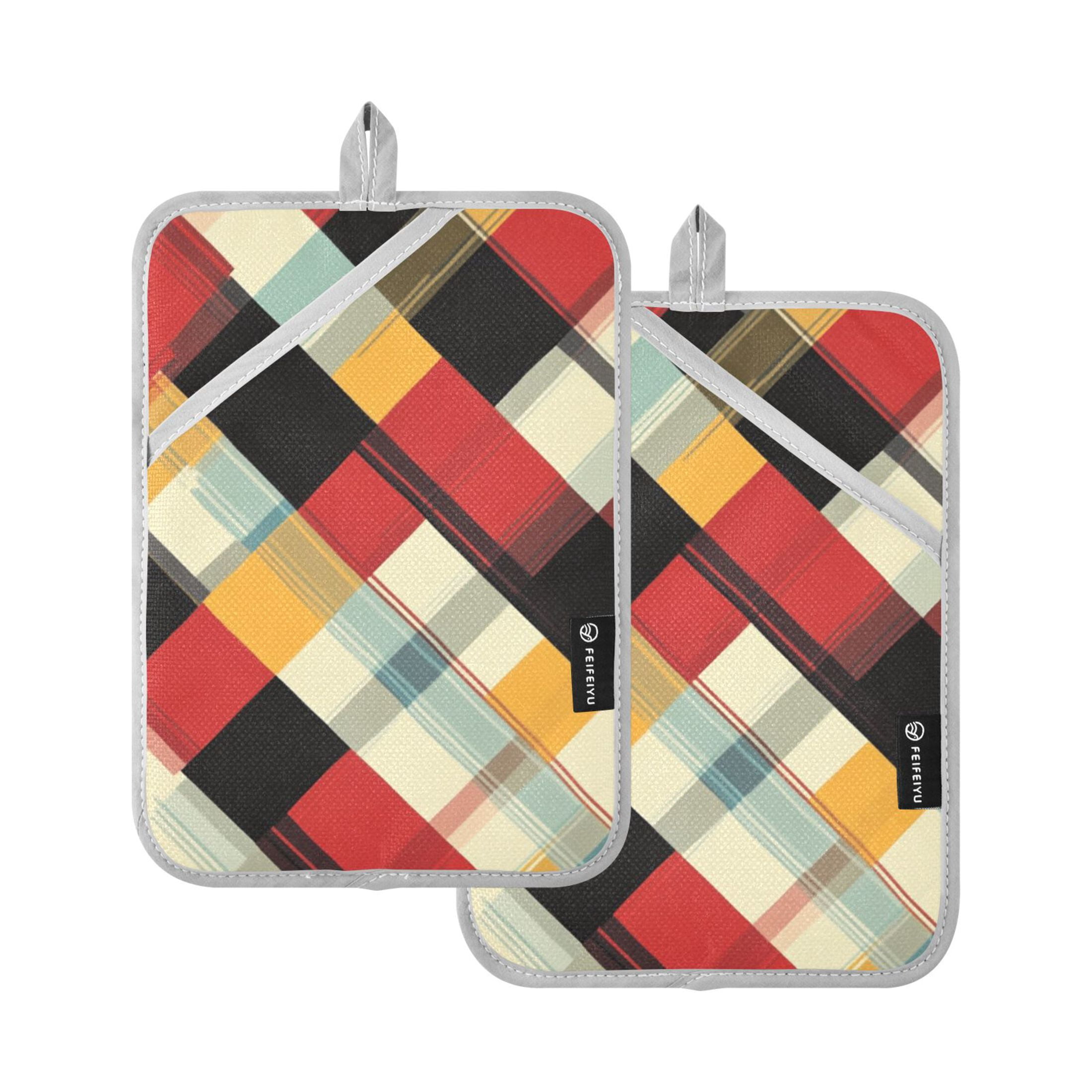 【Heat-Resistant】Quilted Cotton Potholders Set of 2 - Stylish Kitchen ...