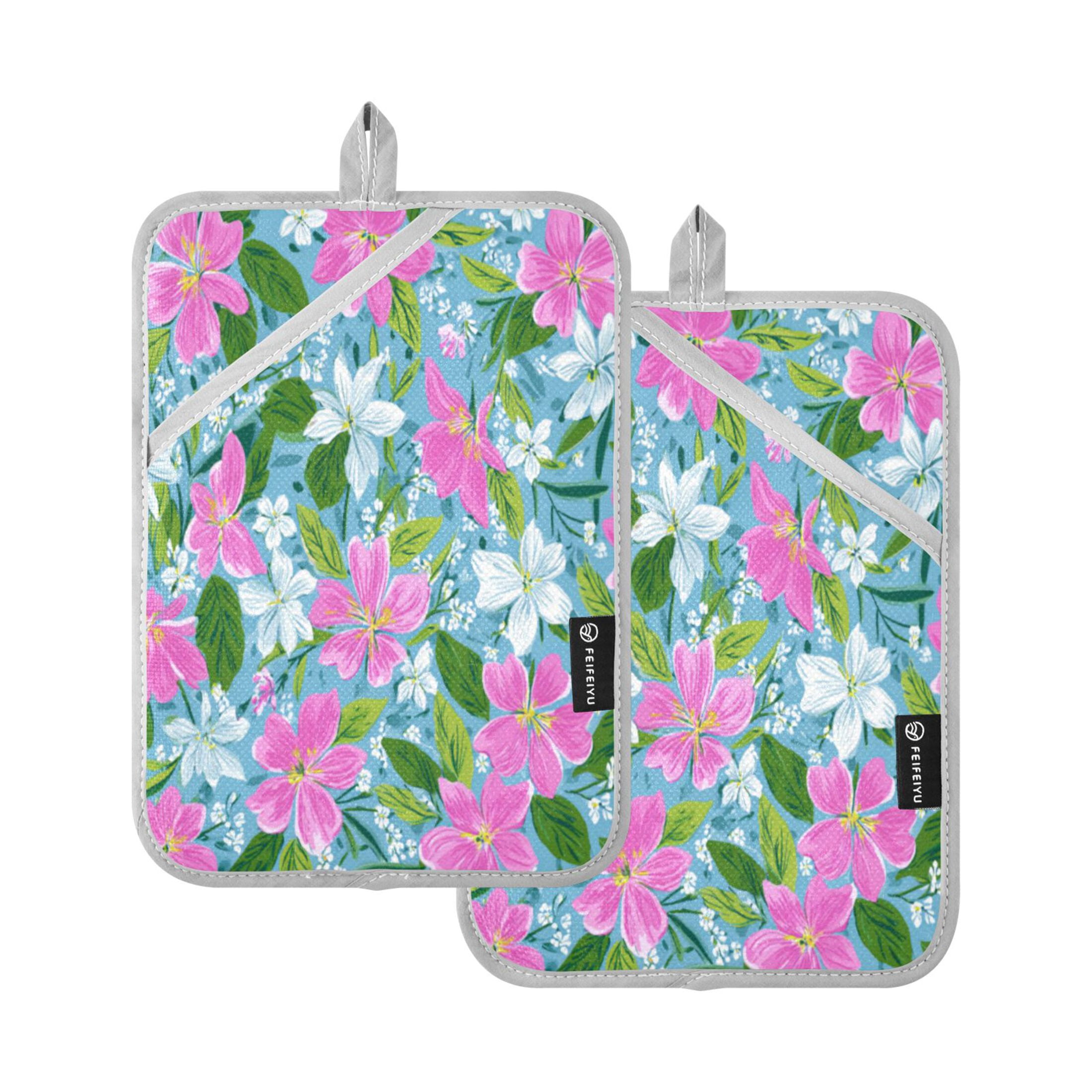 【Heat-Resistant】Quilted Cotton Potholders Set of 2 - Stylish Kitchen ...