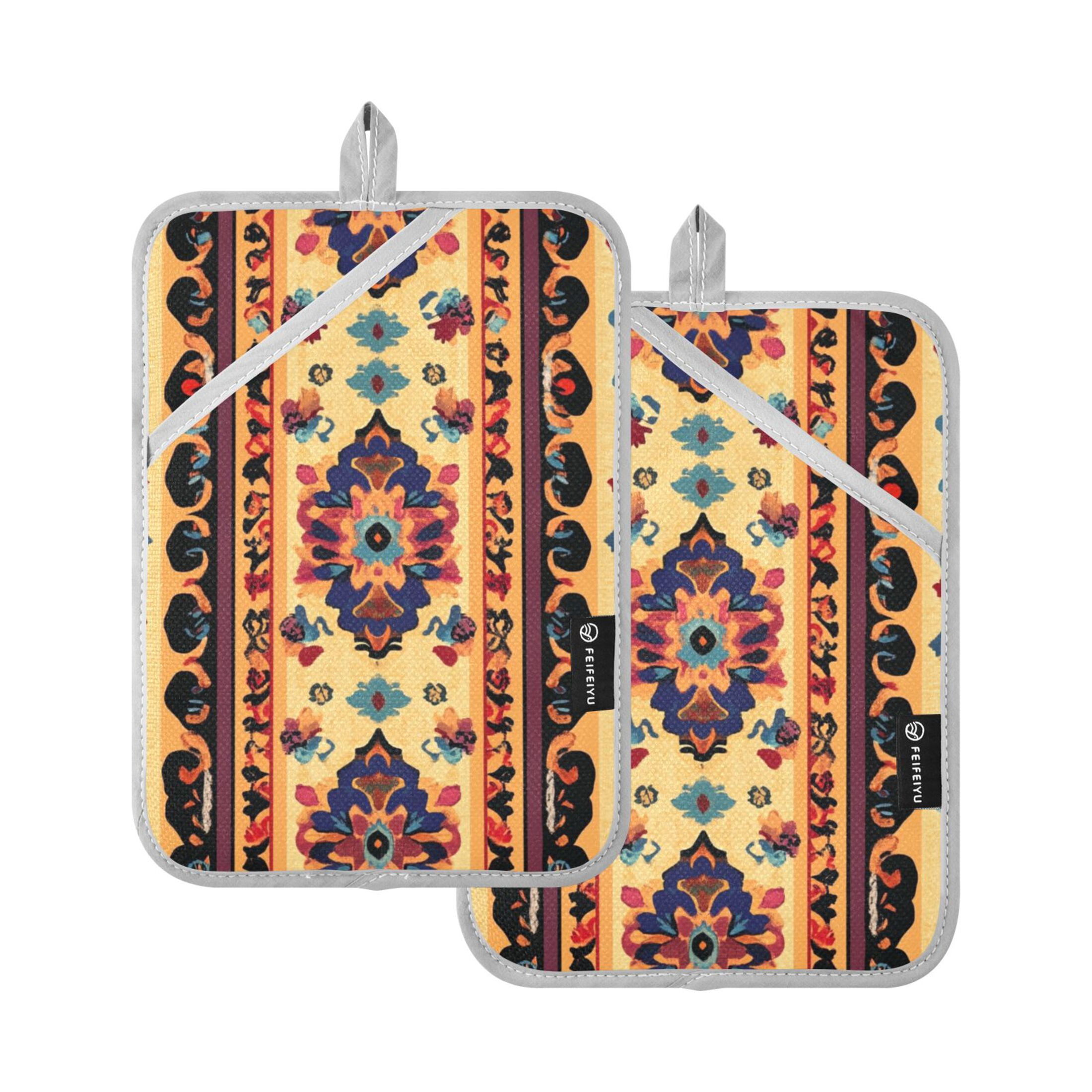 【Heat-Resistant】Quilted Cotton Potholders Set of 2 - Stylish Kitchen ...