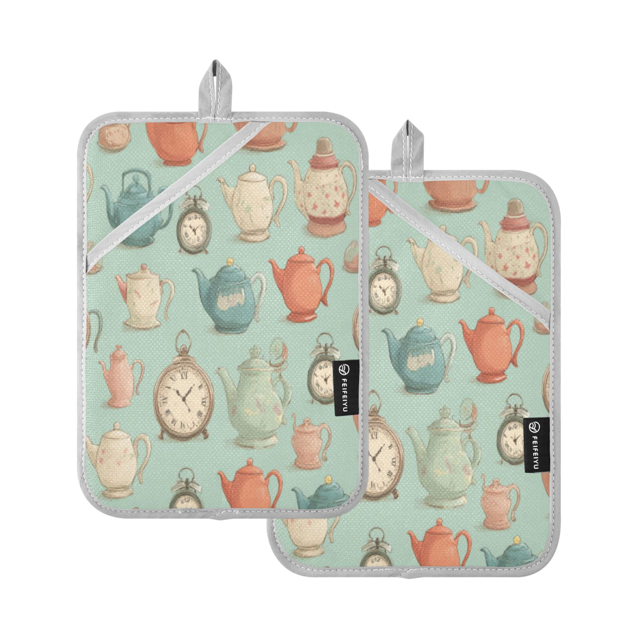 【Heat-Resistant】Quilted Cotton Potholders Set of 2 - Stylish Kitchen ...