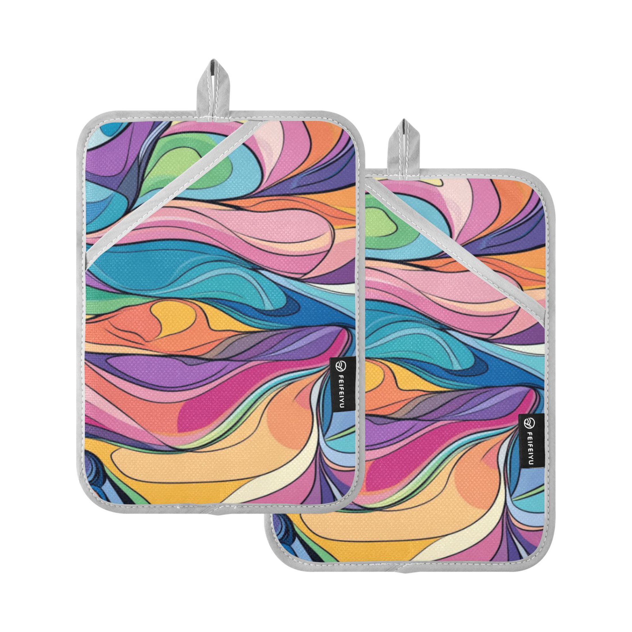 【Heat-Resistant】Quilted Cotton Potholders Set of 2 - Stylish Kitchen ...