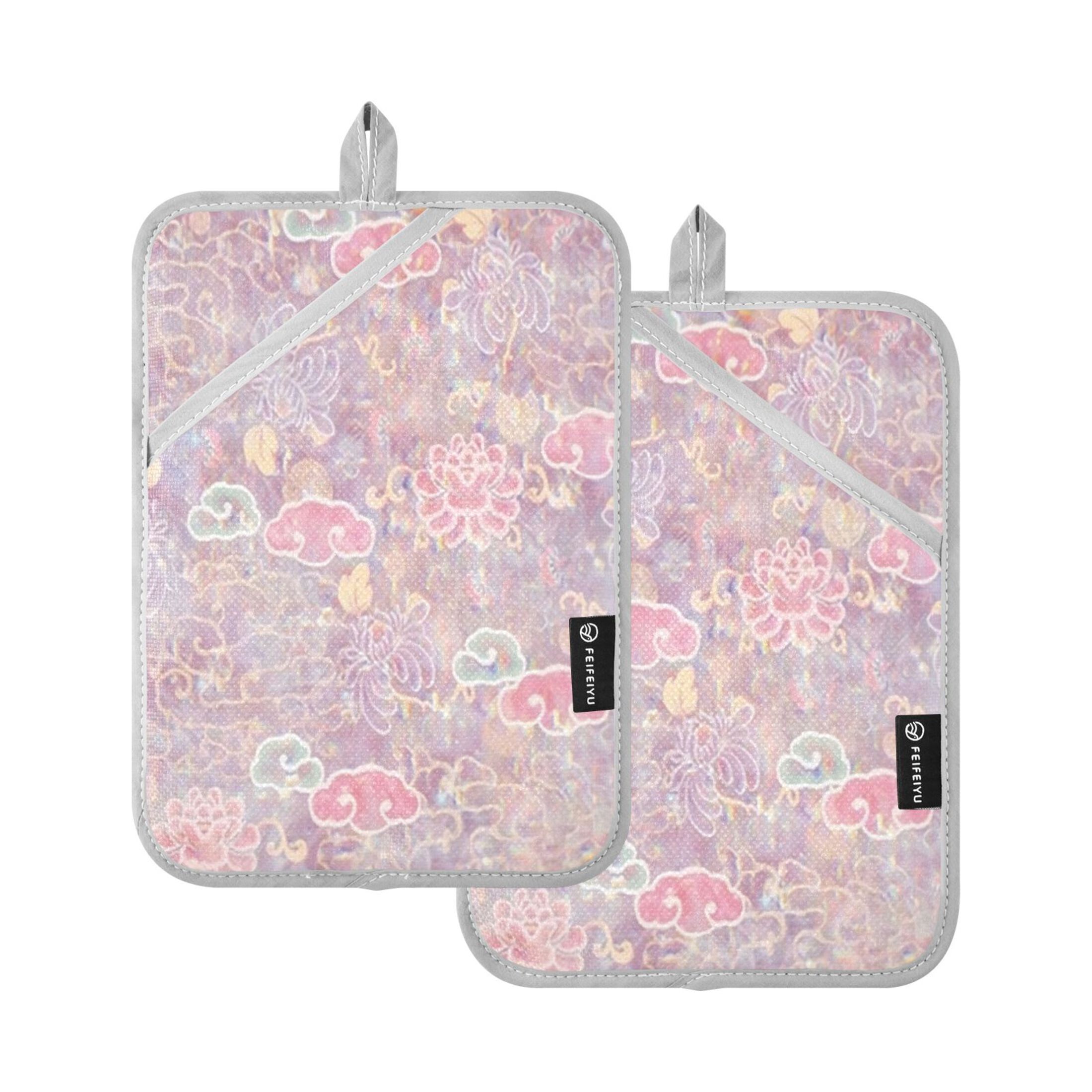 【Heat-Resistant】Quilted Cotton Potholders Set of 2 - Stylish Kitchen ...