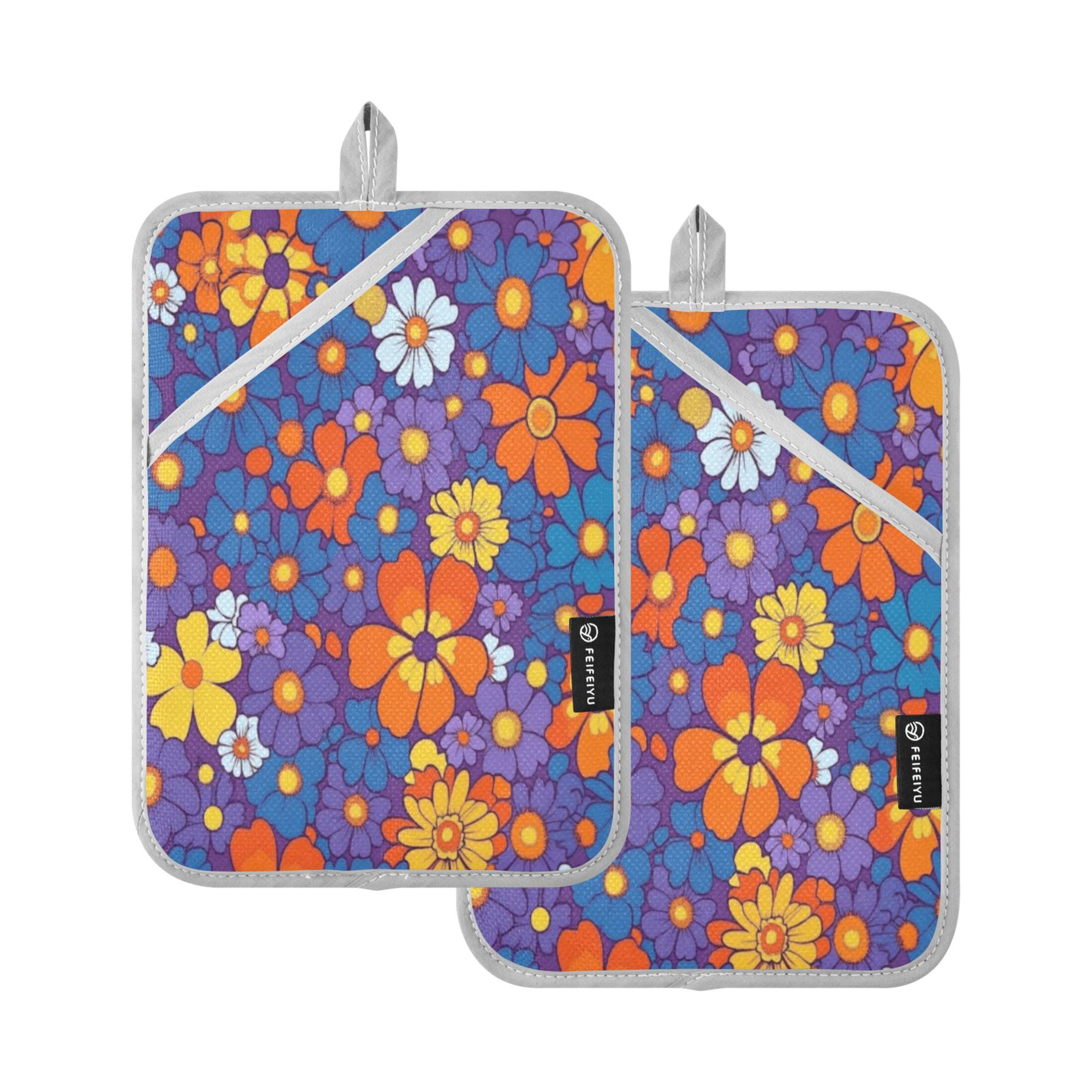 【Heat-Resistant】Quilted Cotton Potholders Set of 2 - Stylish Kitchen ...