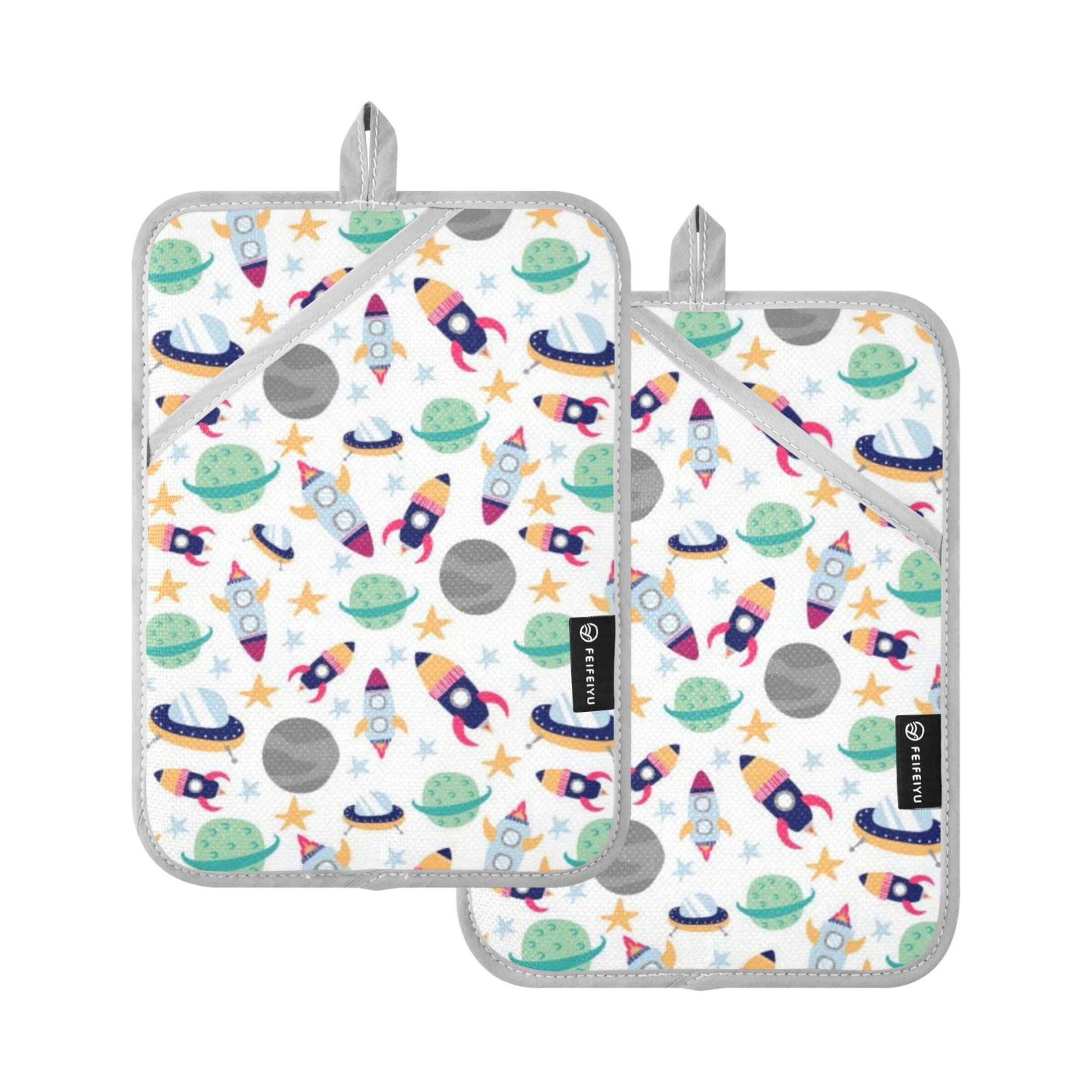 【Heat-Resistant】Quilted Cotton Potholders Set of 2 - Stylish Kitchen ...