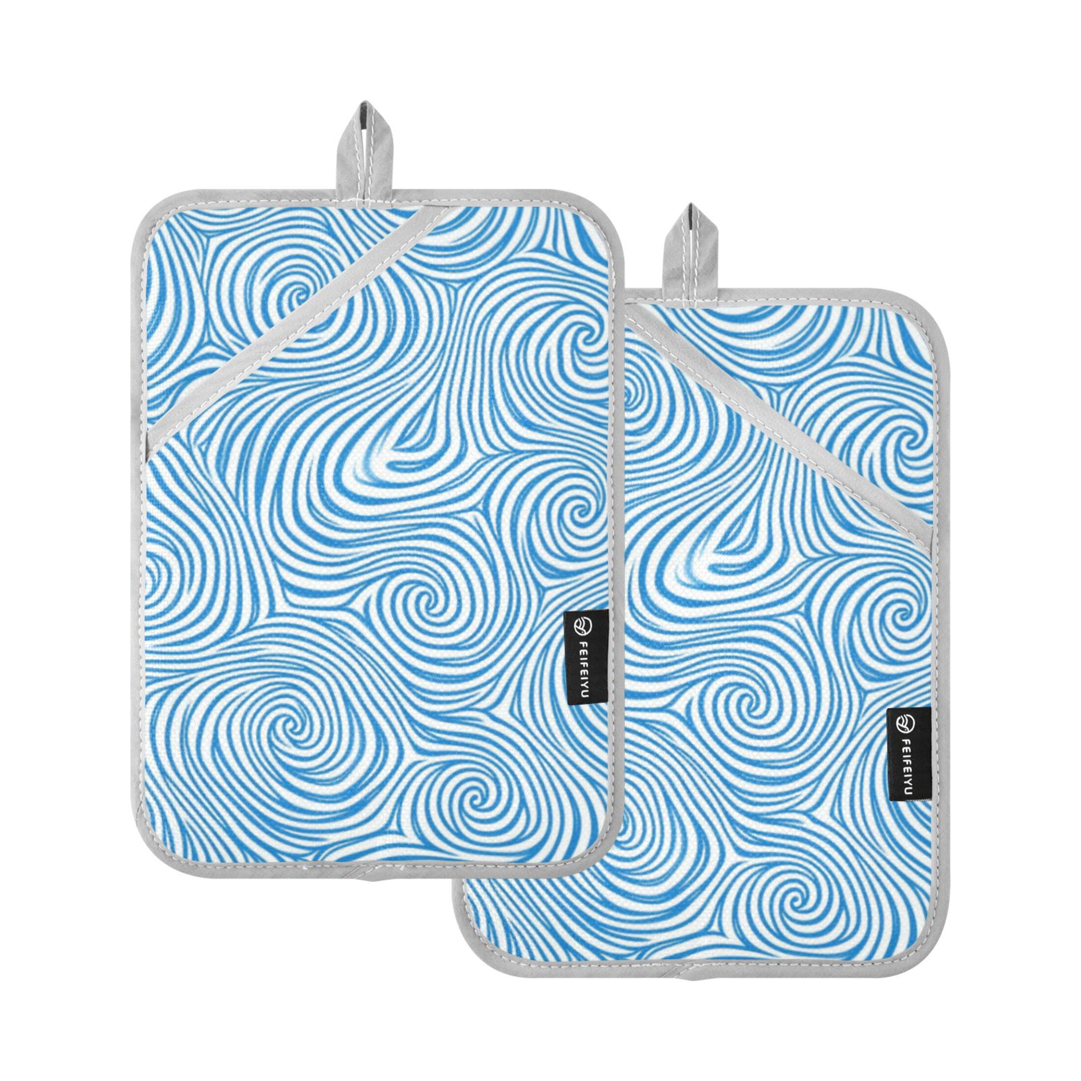 【Heat-Resistant】Quilted Cotton Potholders Set of 2 - Stylish Kitchen ...