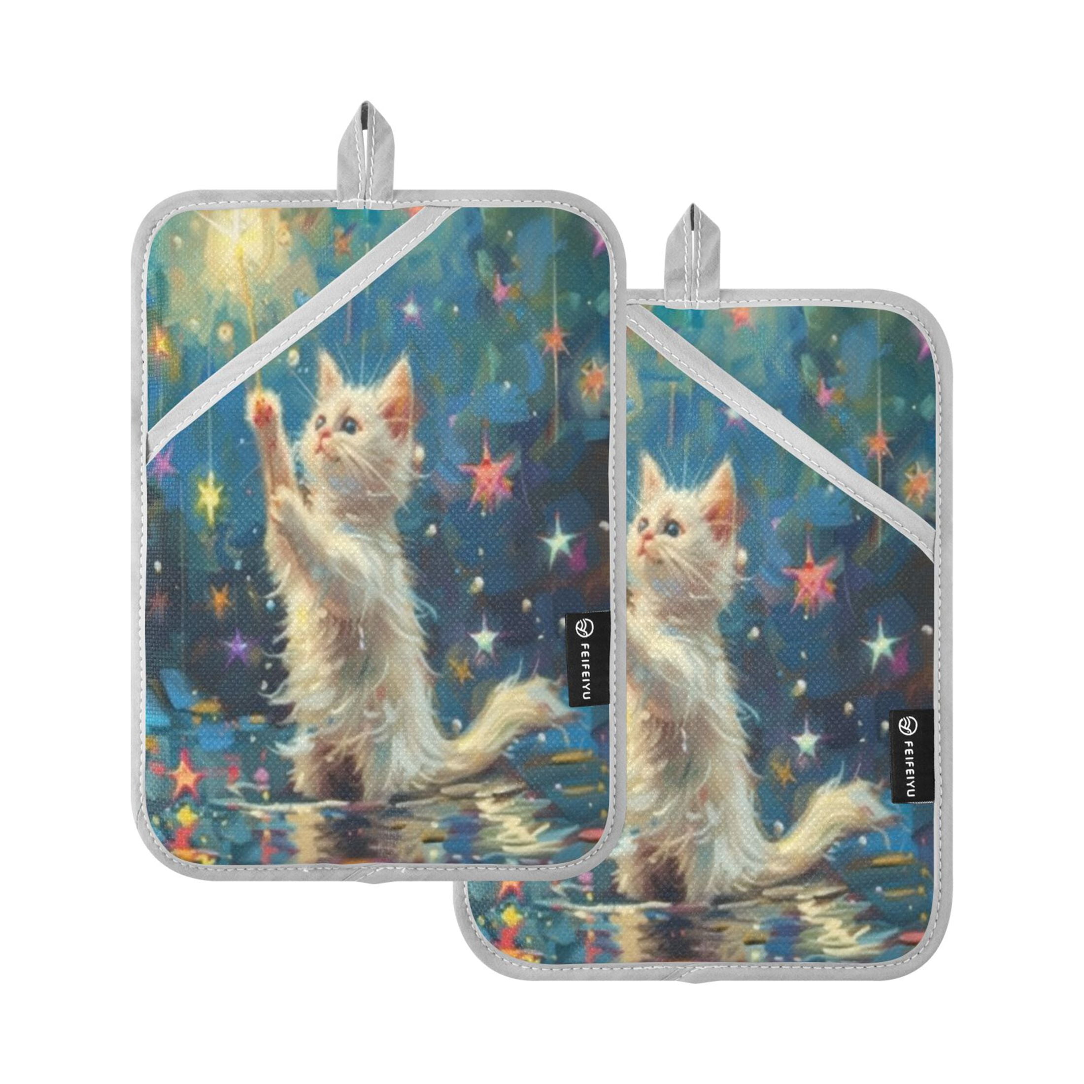 【Heat-Resistant】Quilted Cotton Potholders Set of 2 - Stylish Kitchen ...