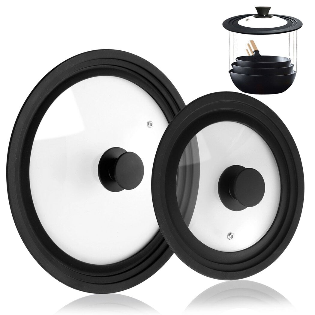 Heat-Resistant Silicone Lids for Pots and Pans, 2-Pack Set with ...