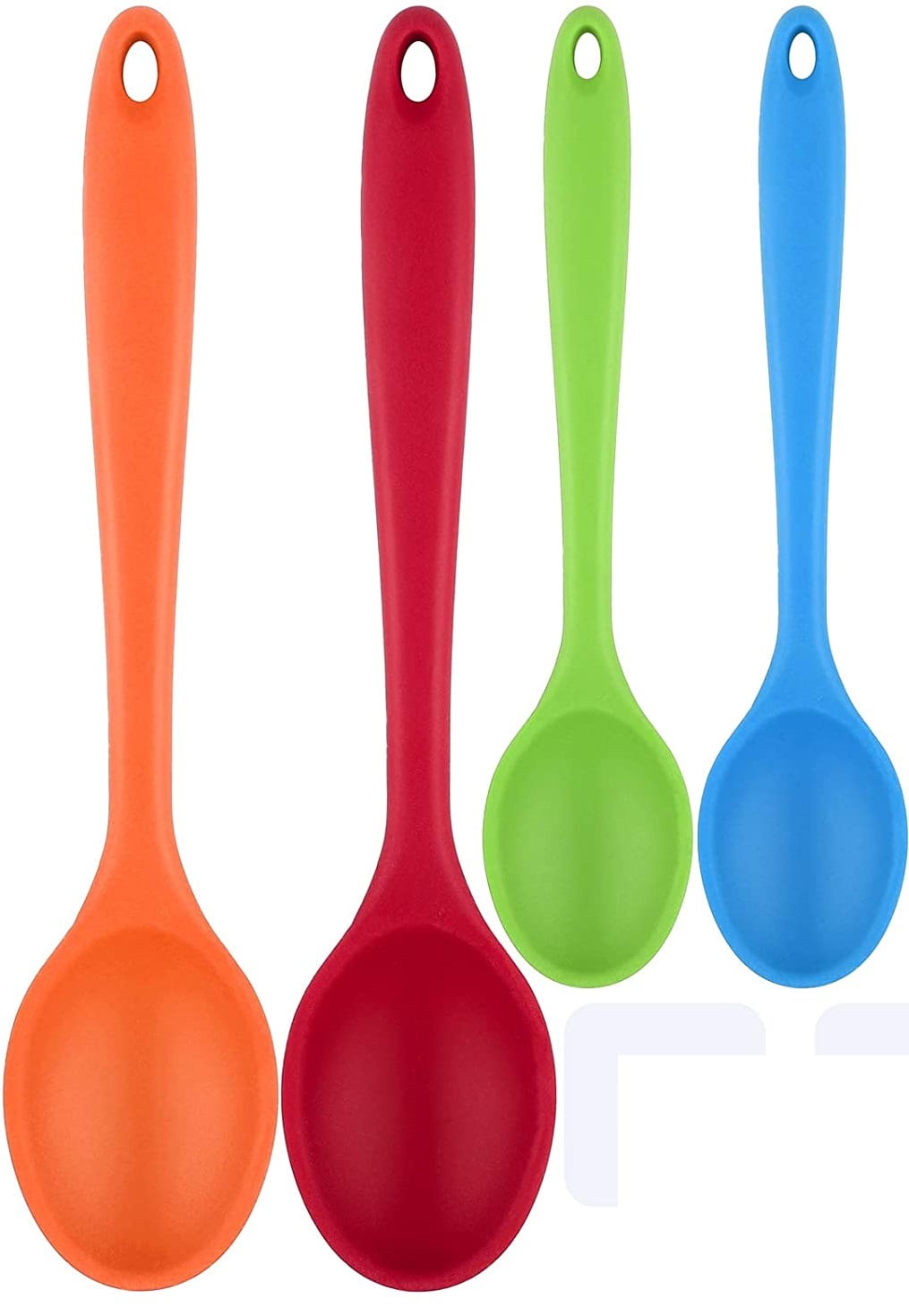Heat Resistant Silicone Mixing Spoons, Ergonomically Designed 4-Piece ...