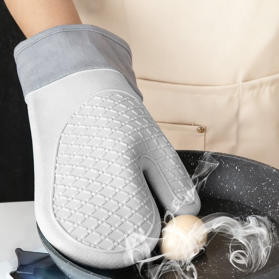 Heat-Resistant Silicone Oven Gloves, Kitchen Baking And Microwave Safe ...