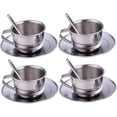 Heat Resistant Stainless Steel Kids Tea Set, 4Pcs 70ml Cups Saucers ...