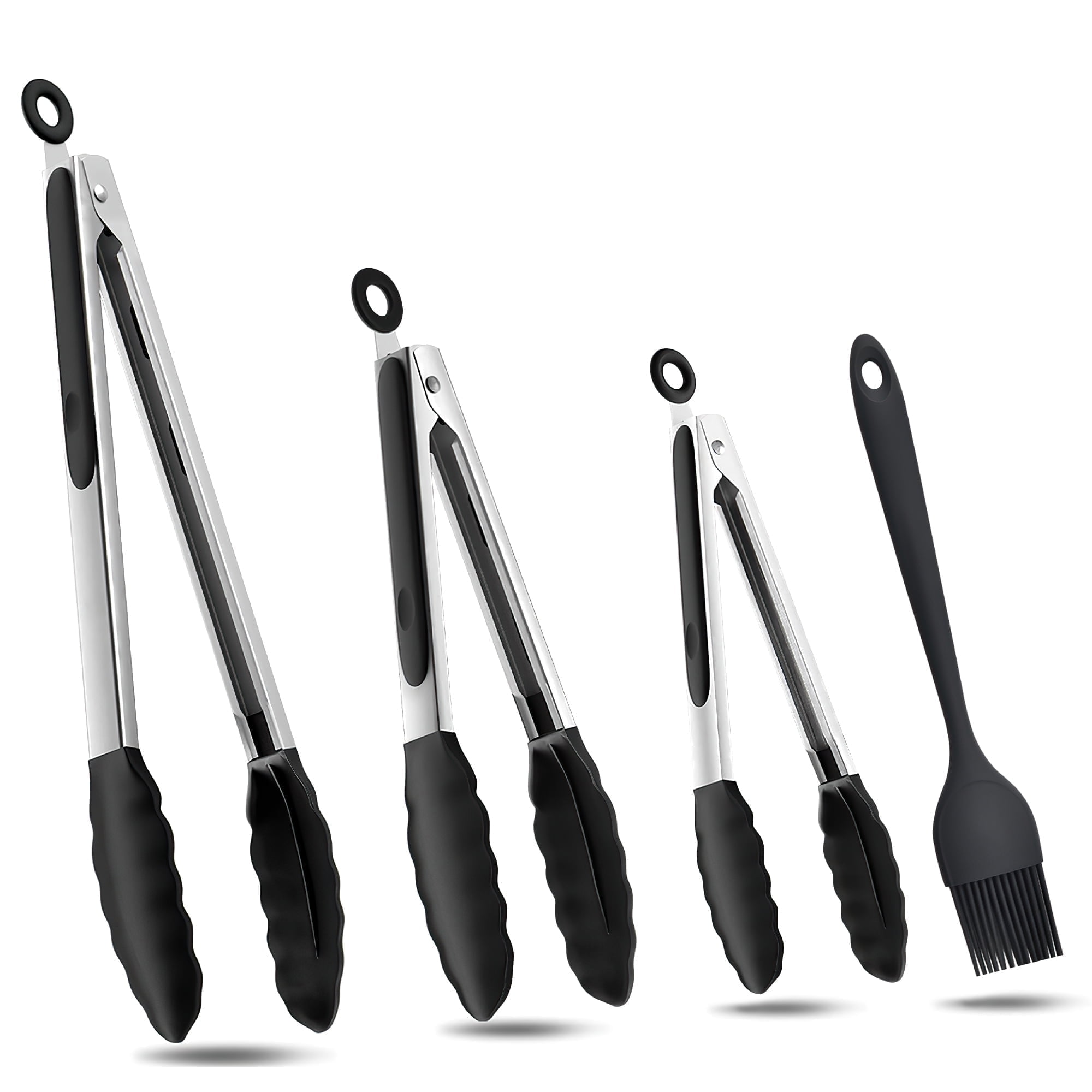 GPED Heat-Resistant Stainless Steel Kitchen Tongs Set, Heavy Duty ...