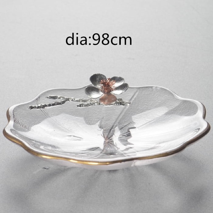 Heat Resistant Tea Cup with Coaster Tin Plum Flower Tea CupTransparent ...