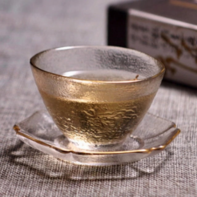 Heat Resistant Tea Cup with Coaster Tin Plum Flower Tea CupTransparent ...