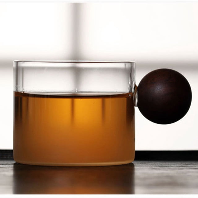 Heat Resistant Tea Cup with Coaster Tin Plum Flower Tea CupTransparent ...