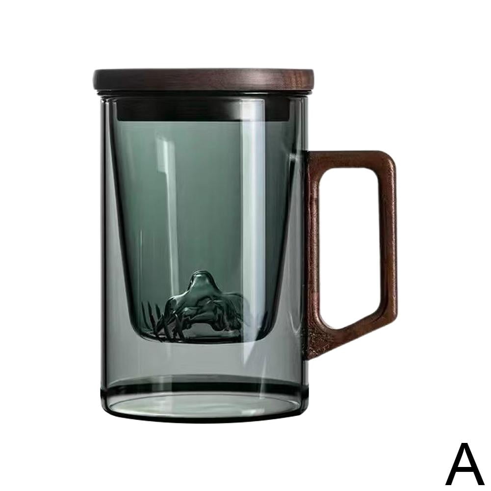 Heat Resistant Tea and Water Separation Glass Landscape Cup with Walnut ...