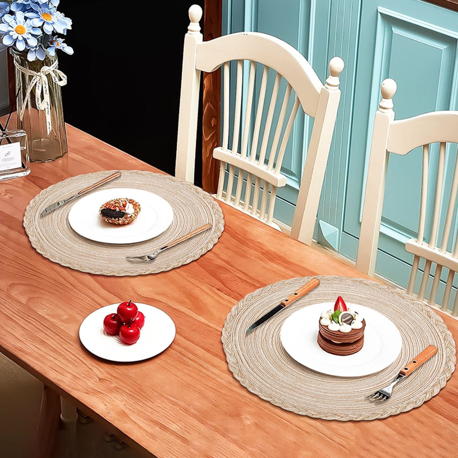 Heat Resistant Trivet, 2pc 14in Ramie Yarn Round Table Mat, Waterproof ...