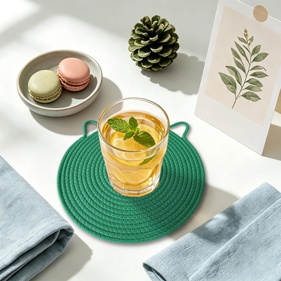 Heat Resistant Woven Cotton Round Placemat for Hot Dishes, Bowls ...