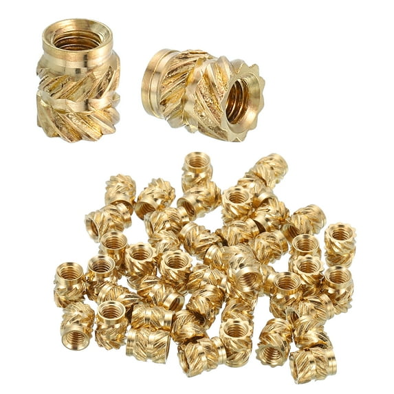 Heat Set Threaded Inserts, 48 Pcs M2.5 x 6mm L x 4mm OD Pure Brass ...