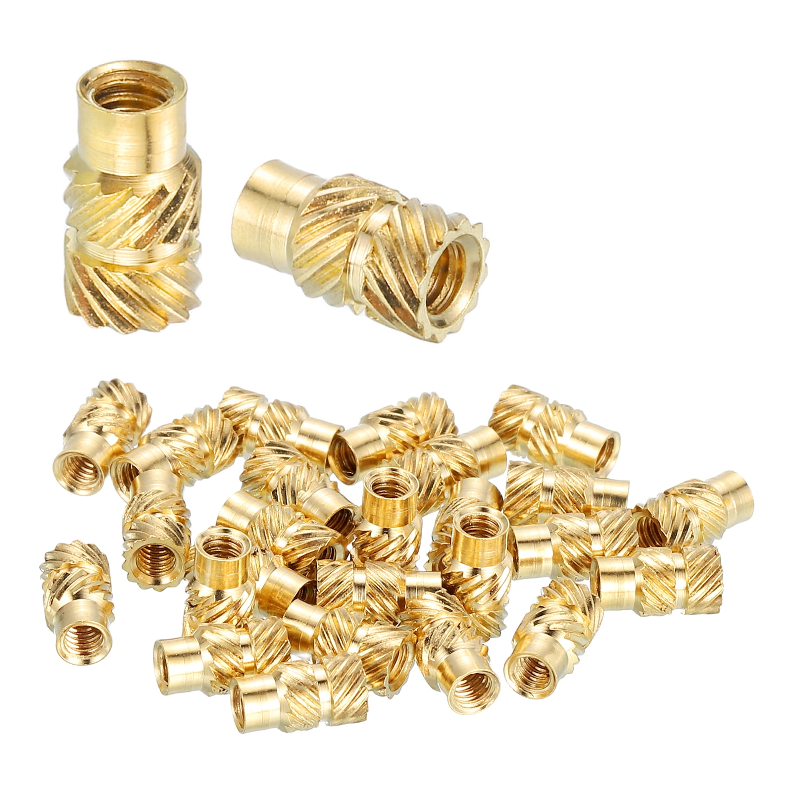 Heat Set Threaded Inserts, 50 Pcs #2-56 x 6.35mm L x 3.6mm OD Pure ...