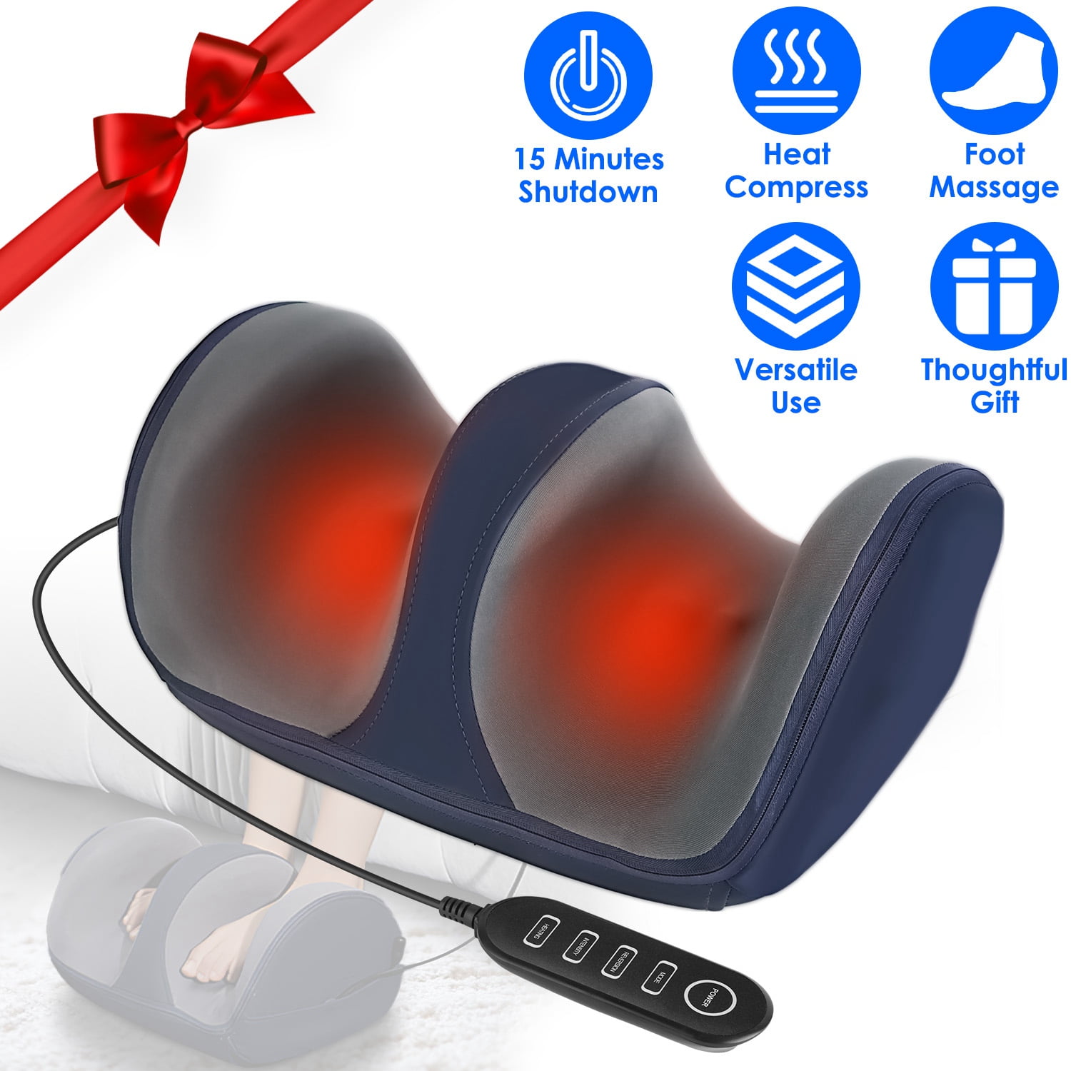 Heat Shiatsu Foot Massager, Calf Thigh Arm Massager Machine w/ 3 Modes ...