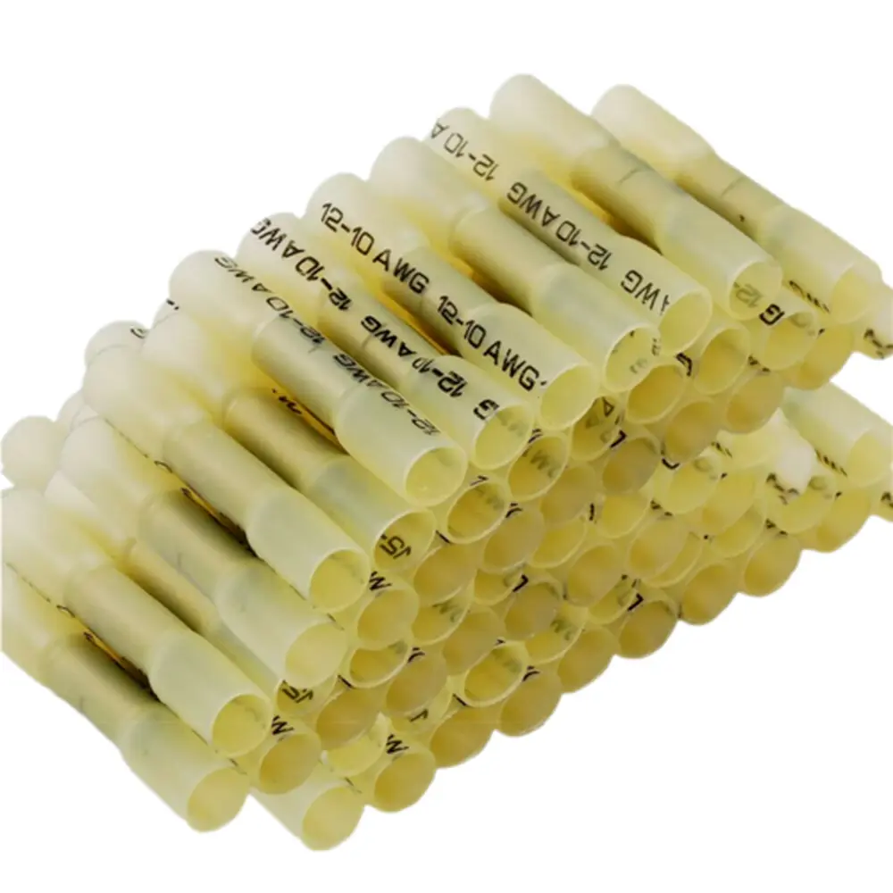 Heat Shrink Butt Wire Splice Seal Connector Crimp Terminal Yellow 12-10 ...