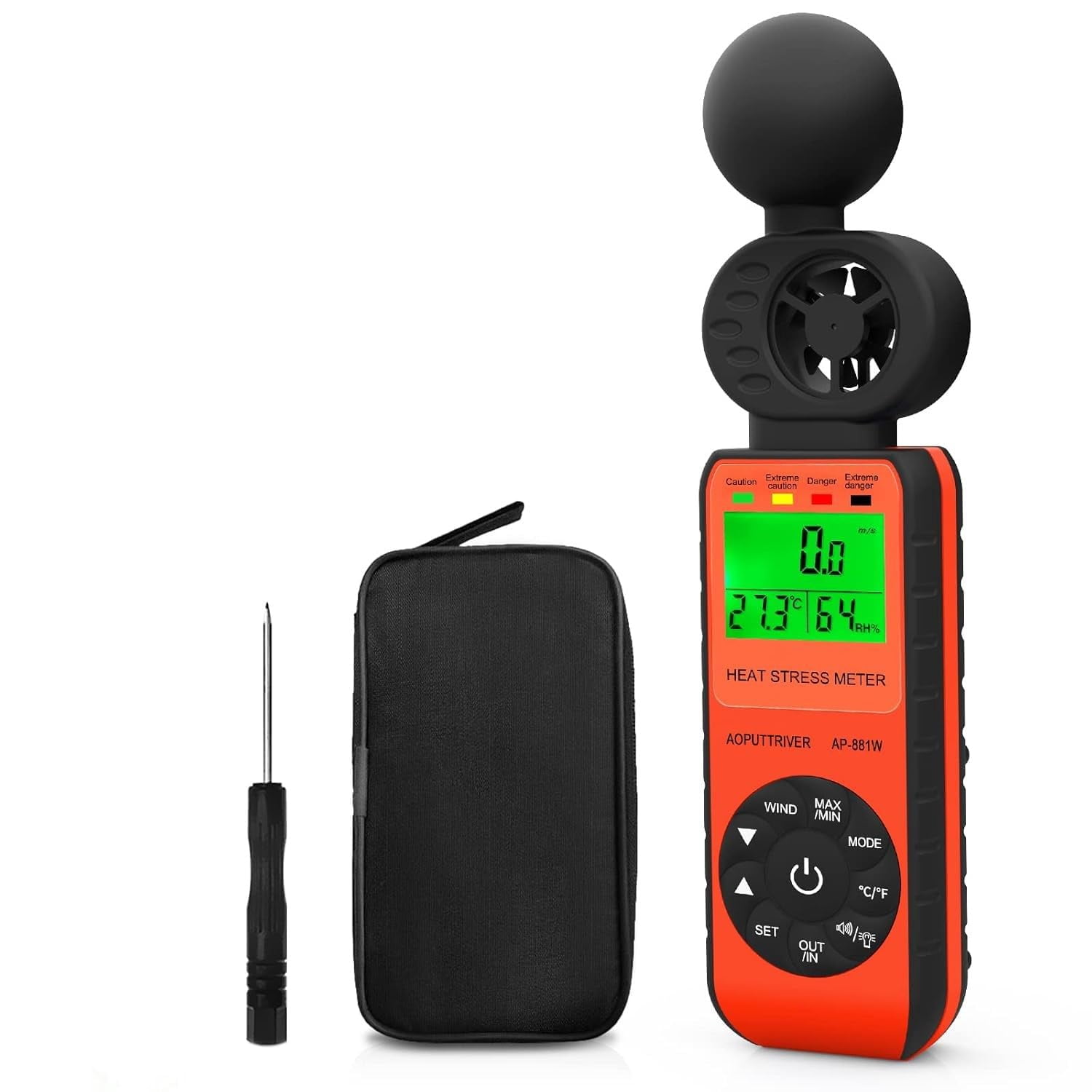 Heat Stress Meter Anemometer,Outdoor Wet Bulb Globe Thermometer WBGT ...