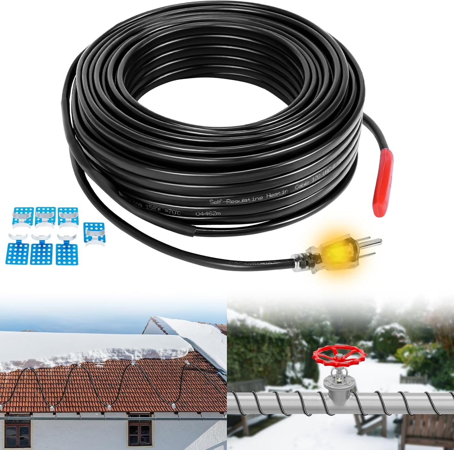 Heat Tape for Roof and Gutters, -104℉ Heat Tape for Water Pipes Line ...