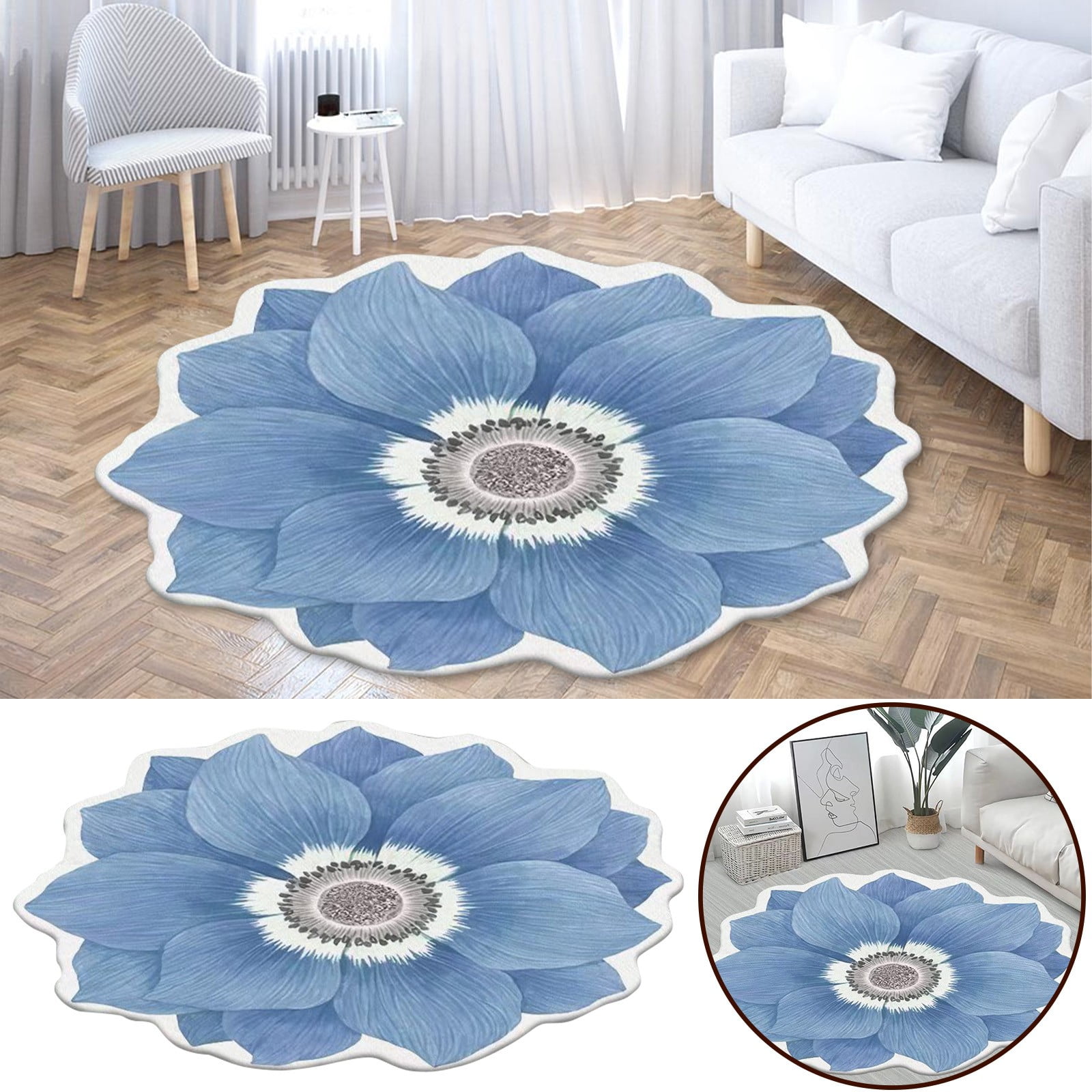 Heat Transfer 3D Shaped Flower Floor Mat Sofa Bedroom Living Room ...