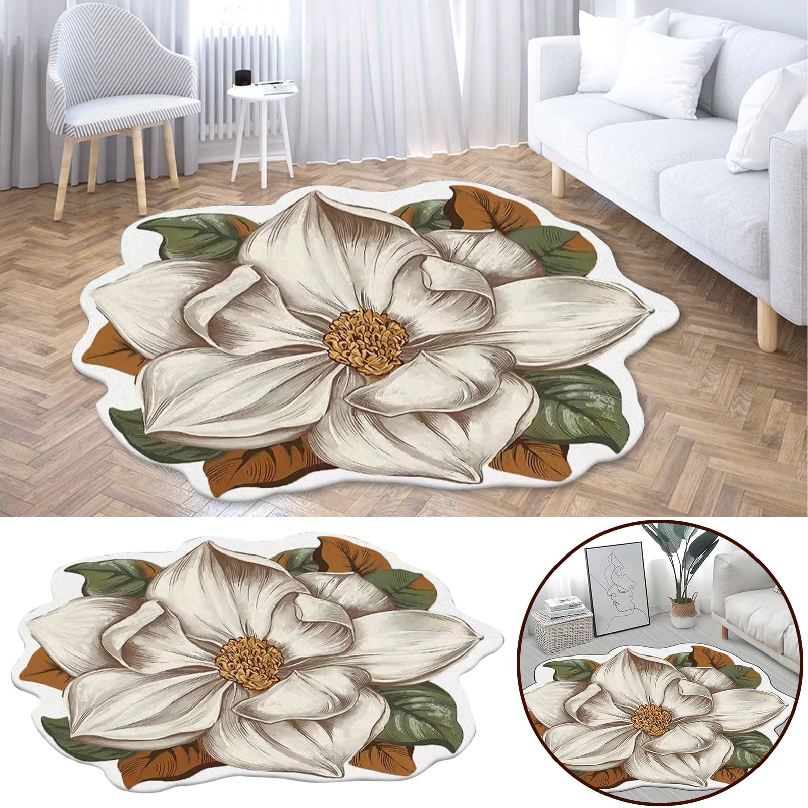 Heat Transfer 3D Shaped Flower Floor Mat Sofa Bedroom Living Room ...