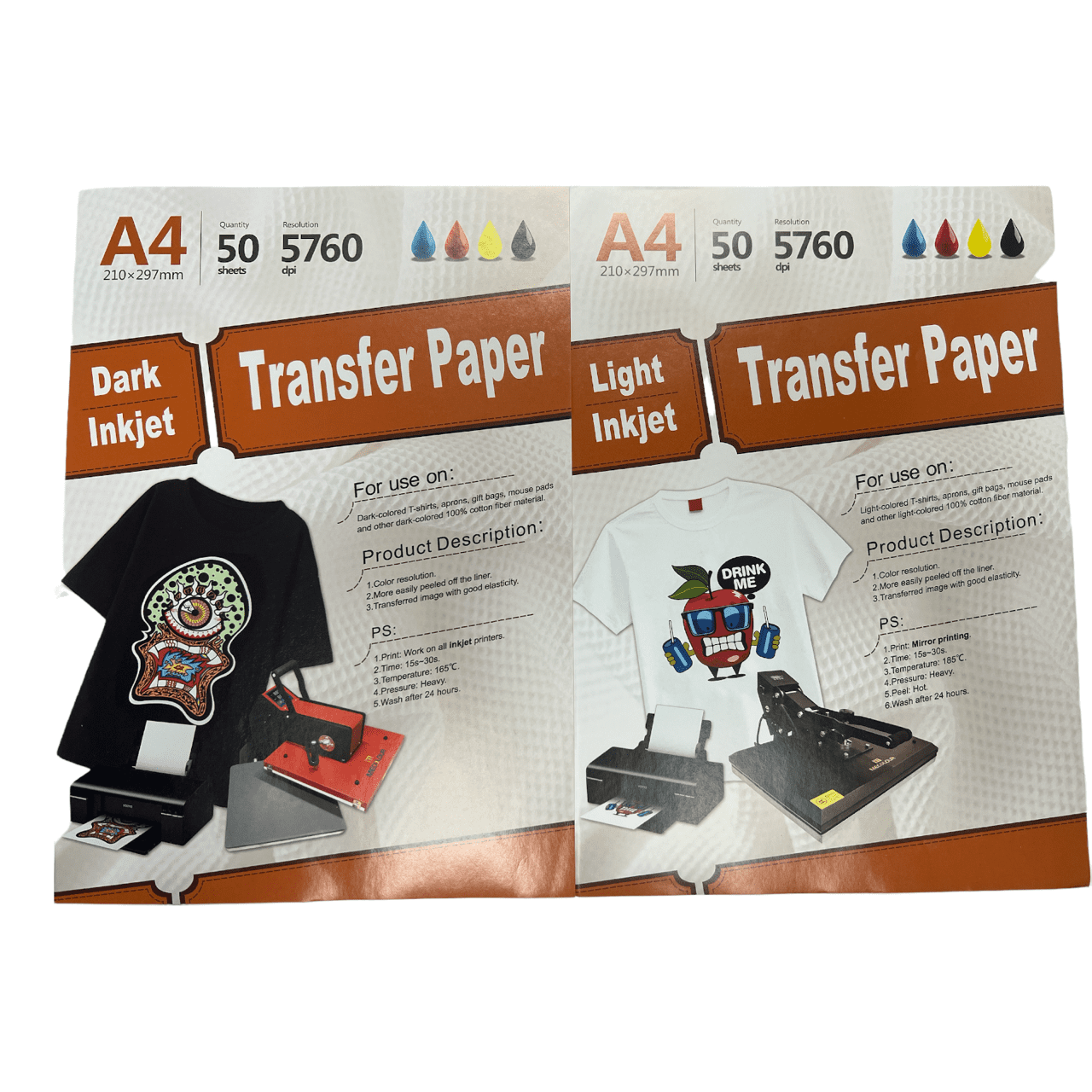 Heat Transfer Dark Light Paper for T Shirts 100 Sheets, 8.5" X 11 ...